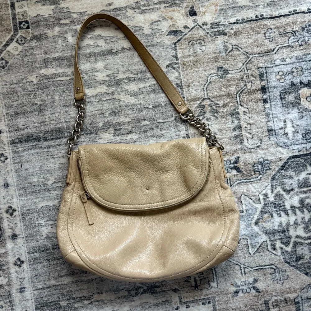 kate spade | Bags | Kate Spade Hobo Shoulder Bag Taupe Tan Leather ...
